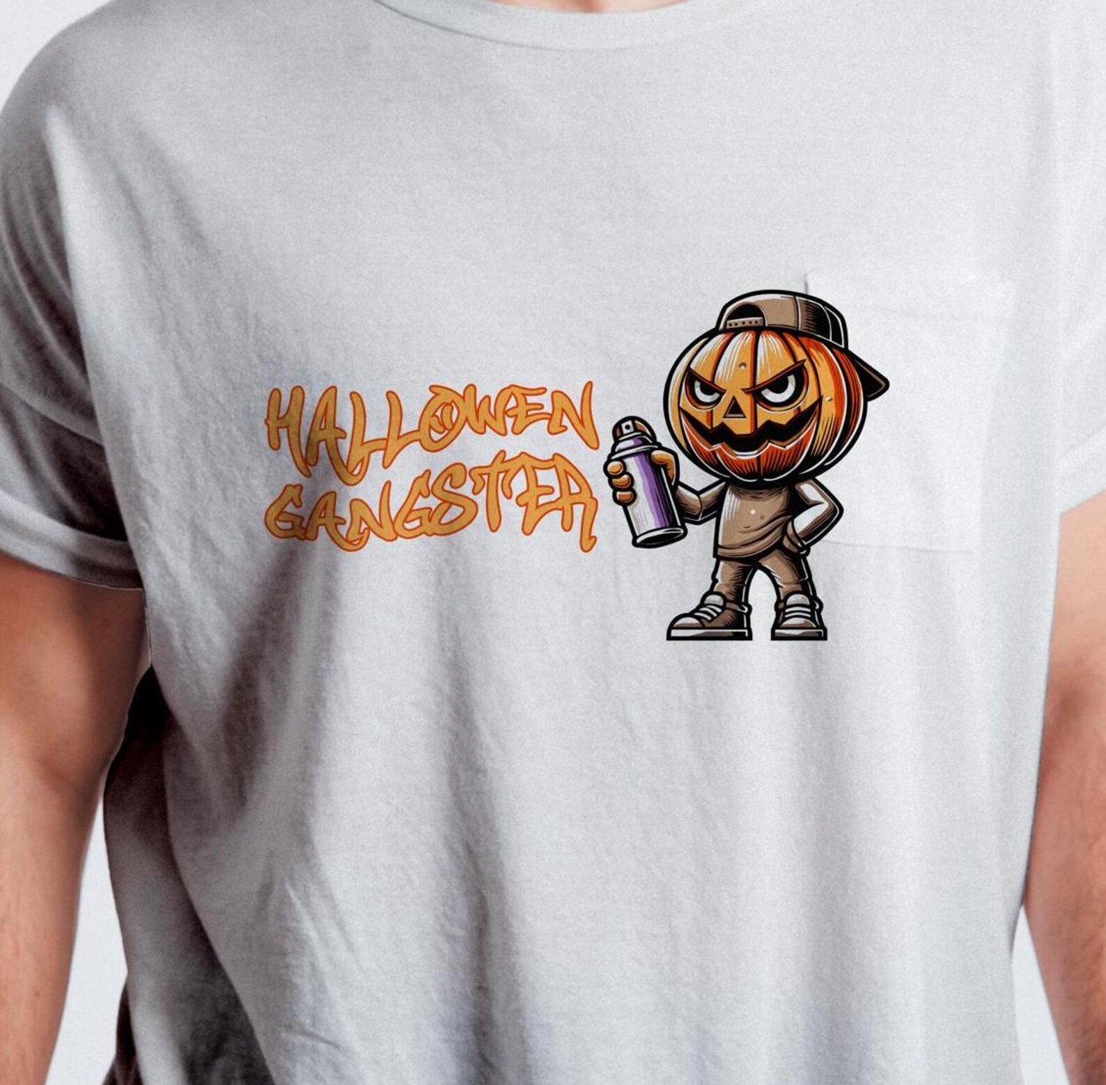 Pumpkin Character With Hat and Sprayer Svg Png, Halloween Gangster Svg ...