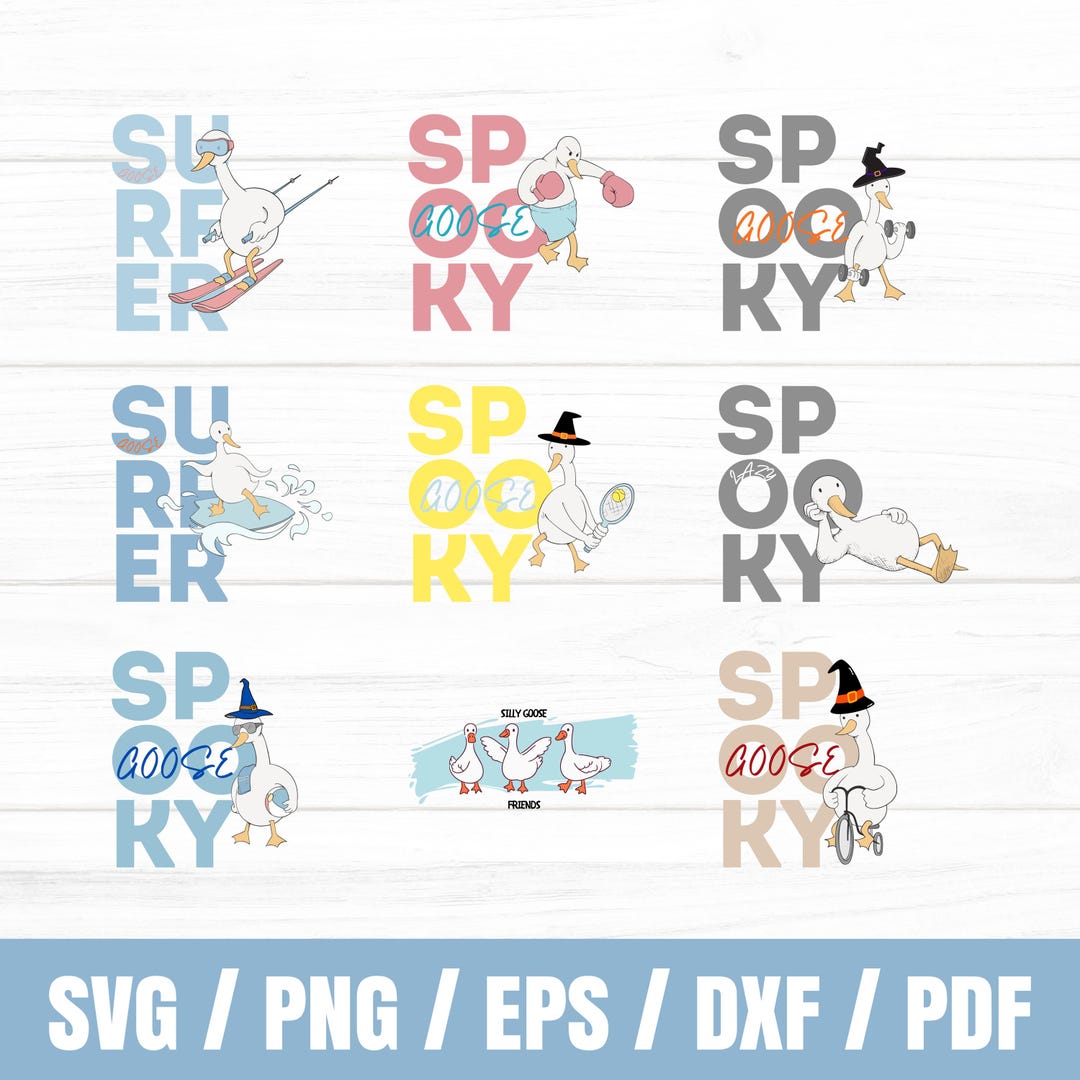 Spooky Goose SVG Bundle | Halloween Funny Goose PNG, Silly Goose Design ...