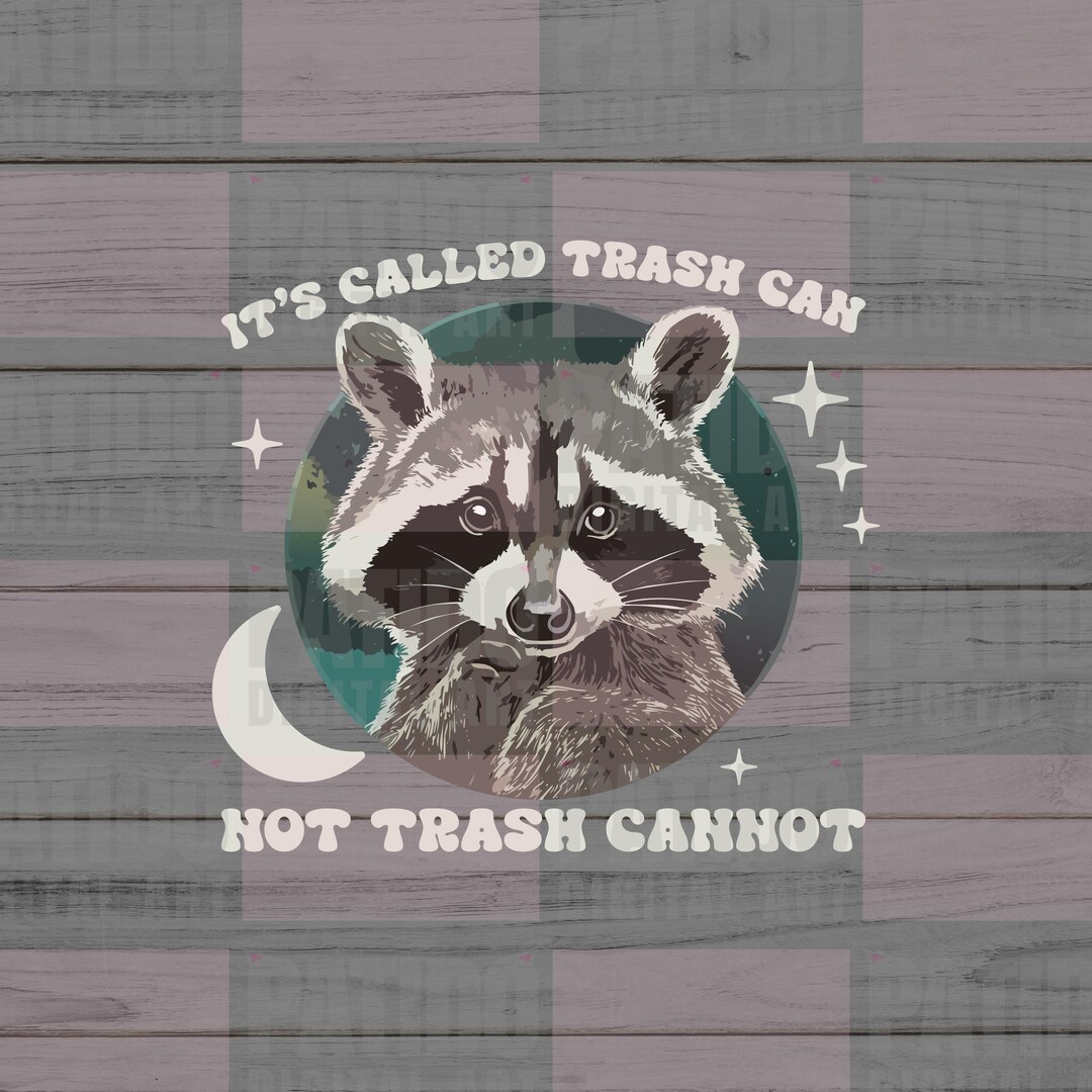 More Trash Can Less Trash Can't Funny Raccoon Watercolor Art | Vintage ...