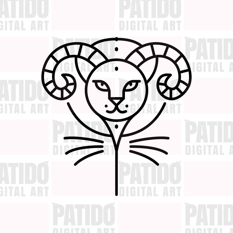 Aries Cat SVG PNG PDF Zodiac Cat Digital Design Aries Star Sign Cat ...