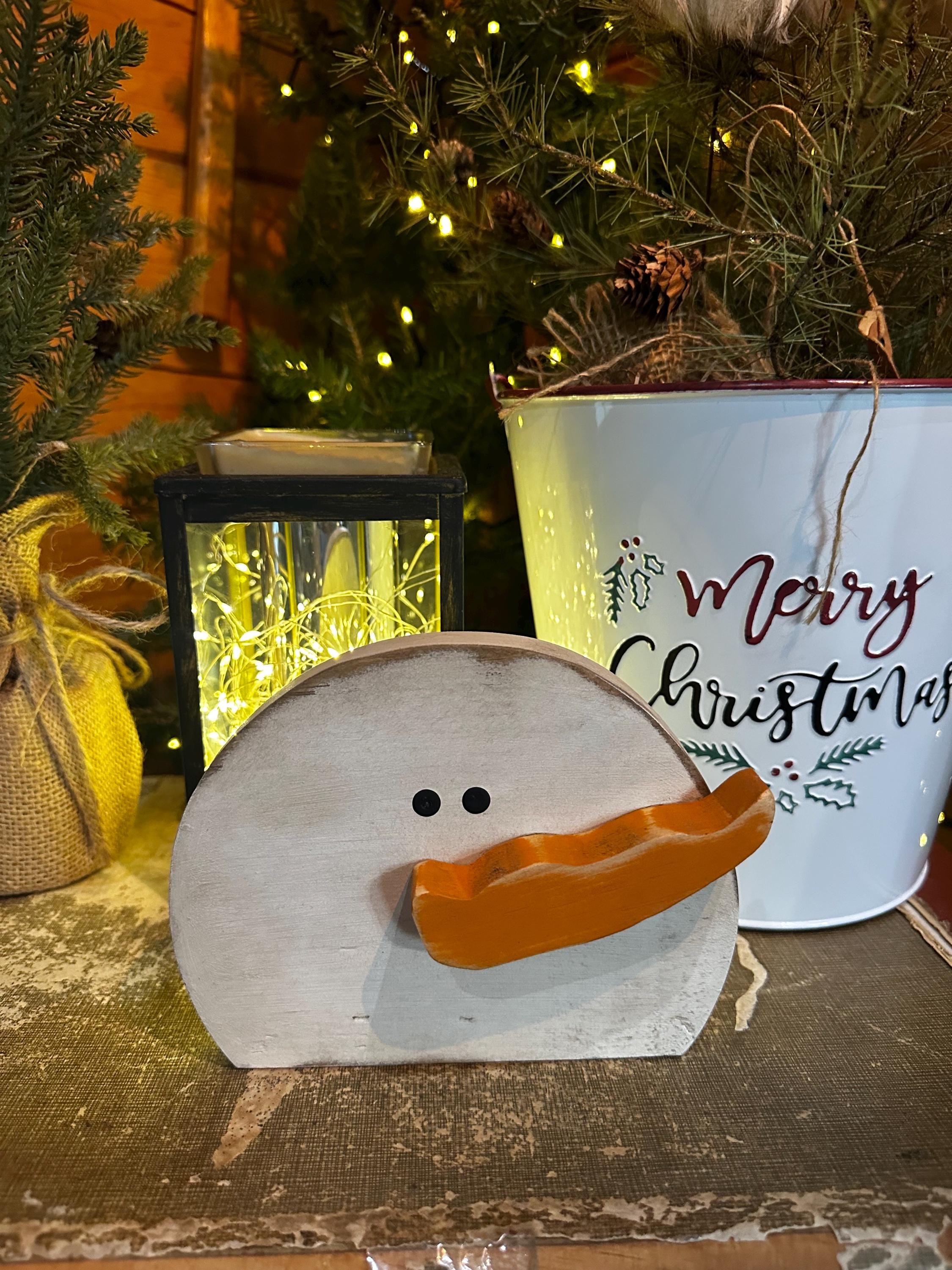 Adorable Rustic Wooden Snowman Set, Handmade Winter Decor, Farmhouse ...