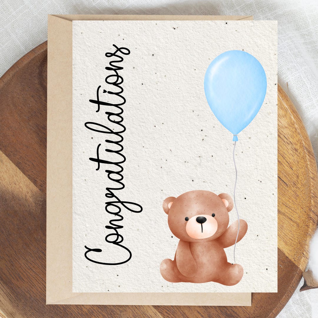 Watercolor Teddy Bear Baby Card: Handmade Congratulations Card - Etsy