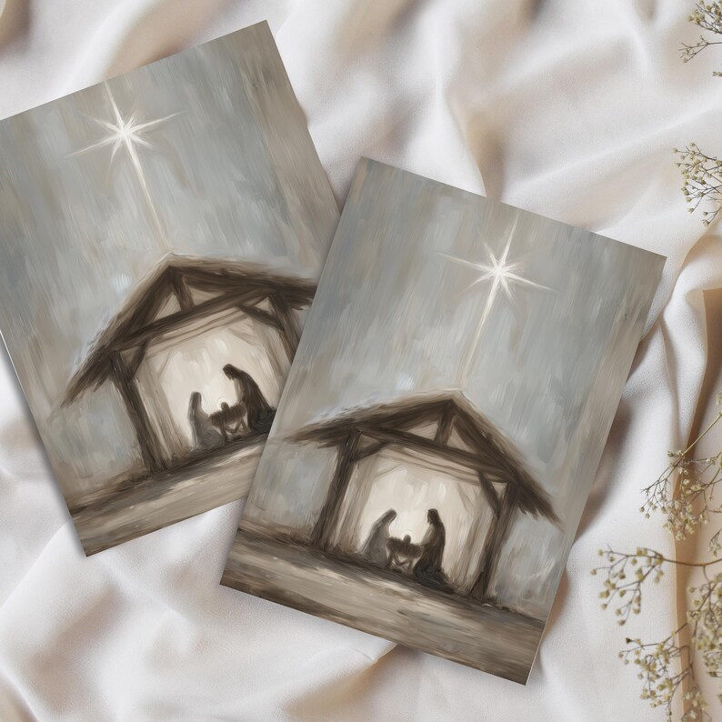 Christmas Nativity Greeting Card, Christmas Manger Card, Baby Jesus ...