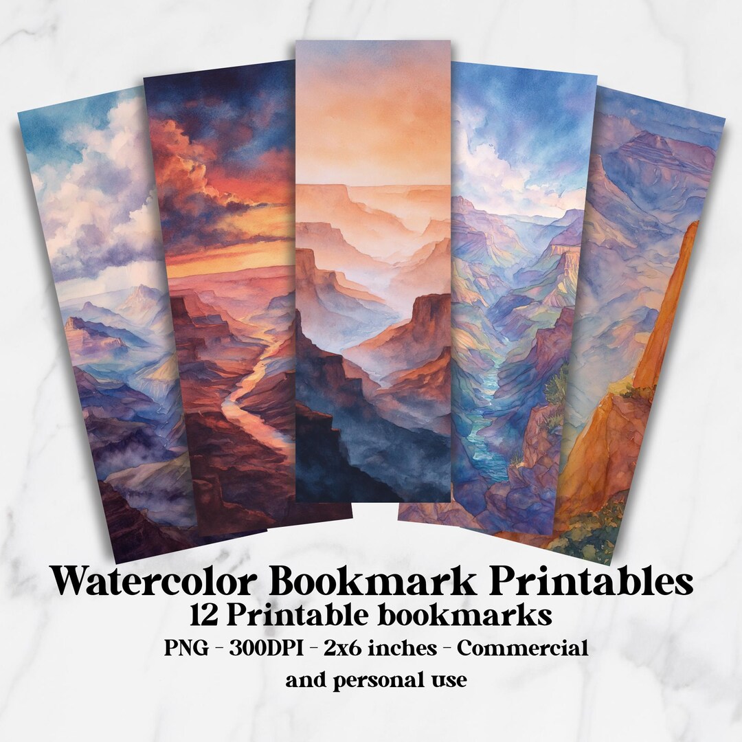 Printable Canyon Watercolor Bookmarks, Southwest Desert Digital ...