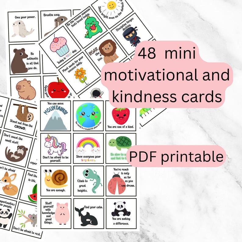 Positive Affirmation Cards for Kids, Lunchbox Notes, Kindness and ...