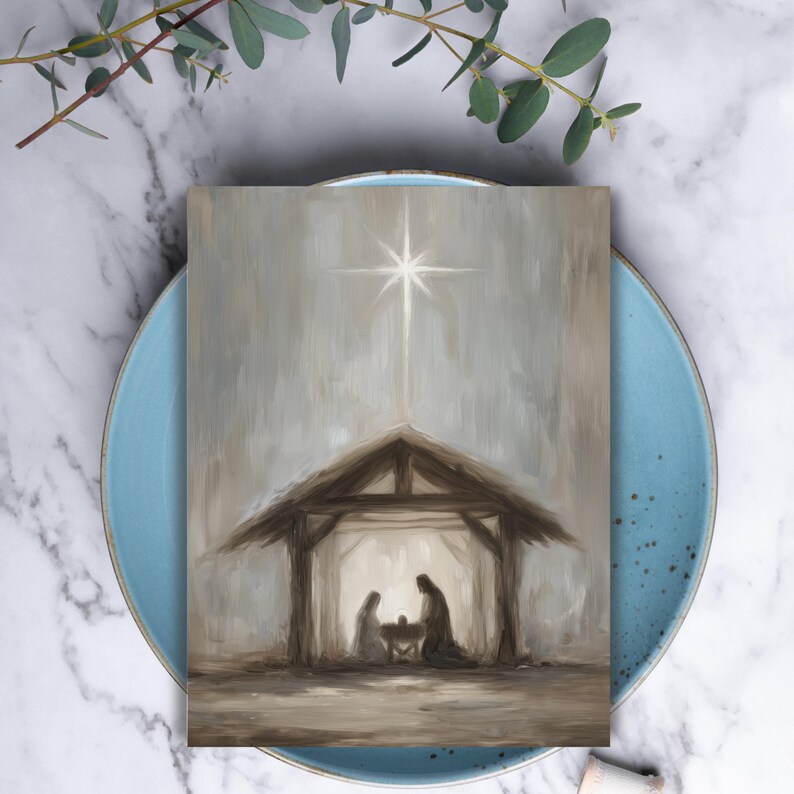 Christmas Nativity Greeting Card, Christmas Manger Card, Baby Jesus ...
