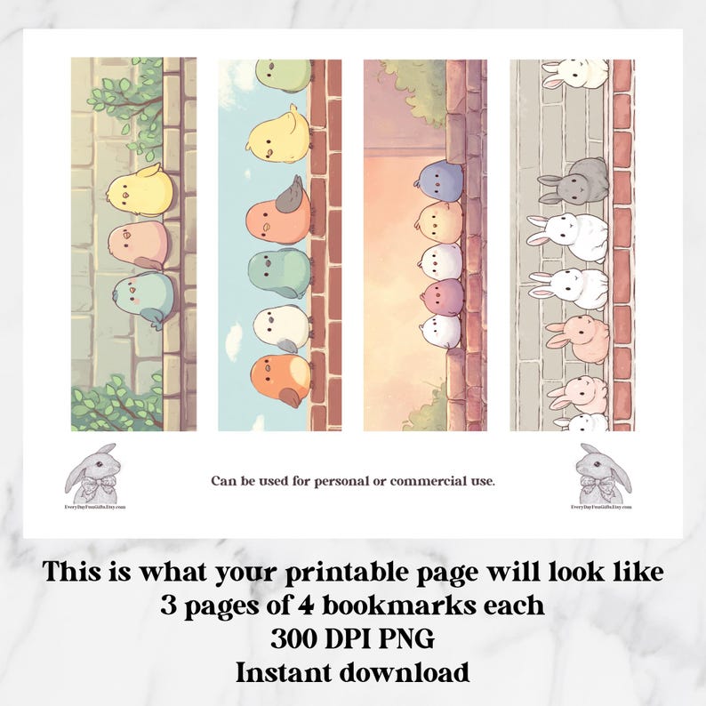 Printable Kawaii Animal Bookmark, Cute Cat and Dog Digital Download ...