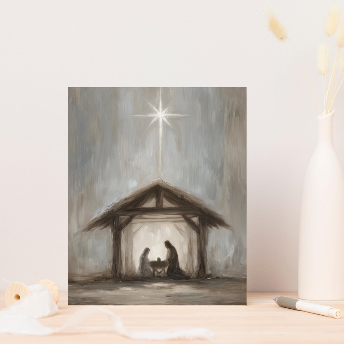 Christmas Nativity Greeting Card, Christmas Manger Card, Baby Jesus ...