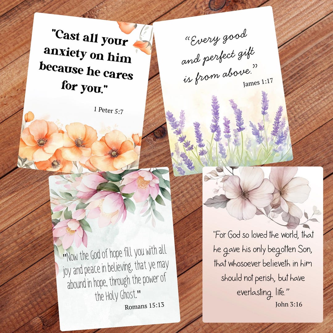 12 Bible Memory Verse Cards, Digital Christian Art, Printable Religious ...