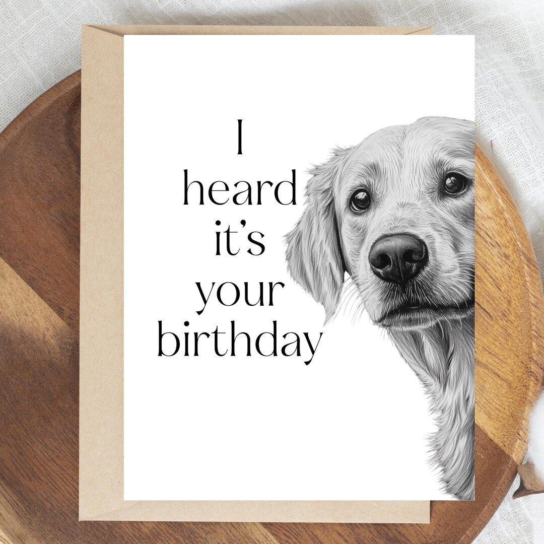 Golden Retriever Birthday Card, Cute Dog Design, Dog Lover Card, Dog ...