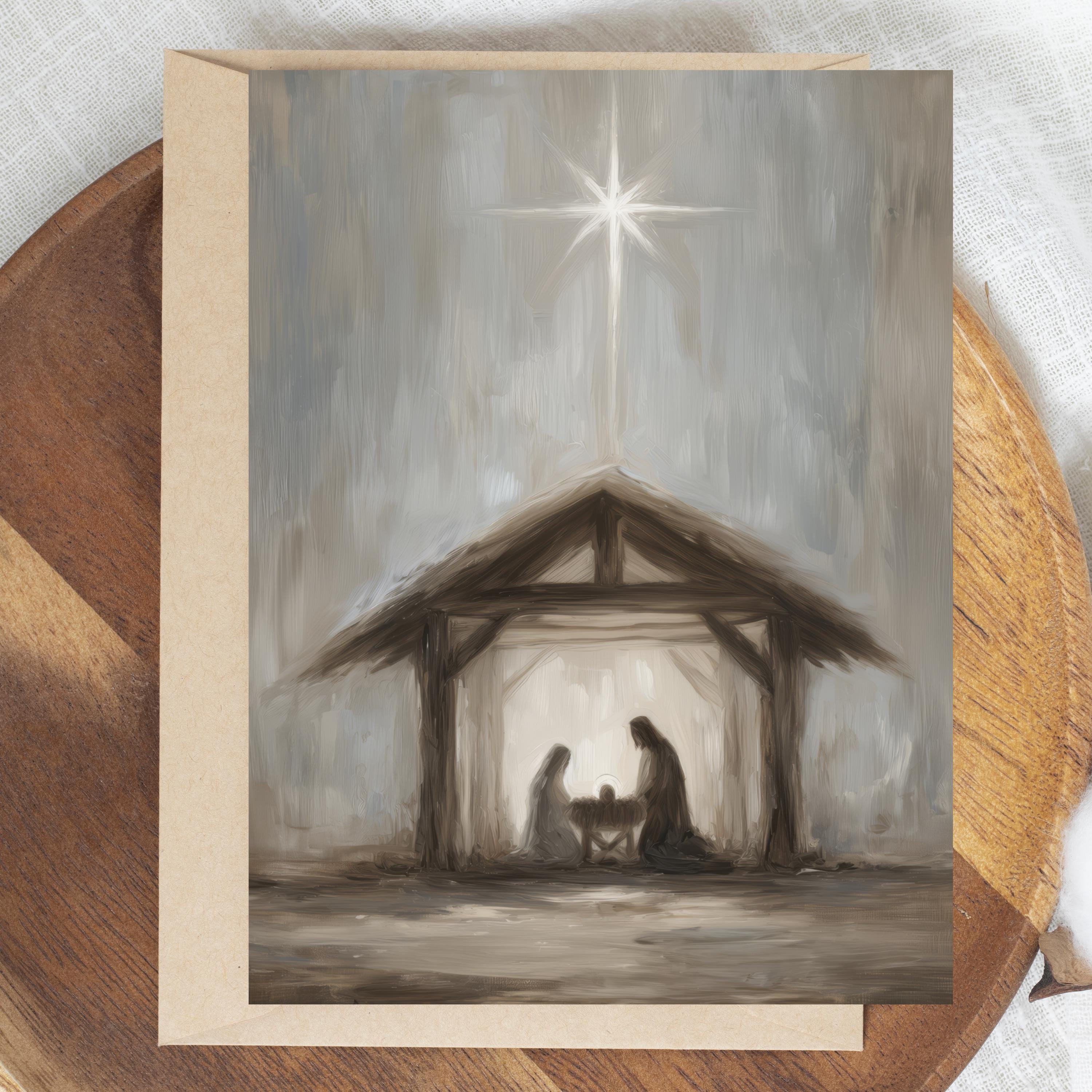 Christmas Nativity Greeting Card, Christmas Manger Card, Baby Jesus ...