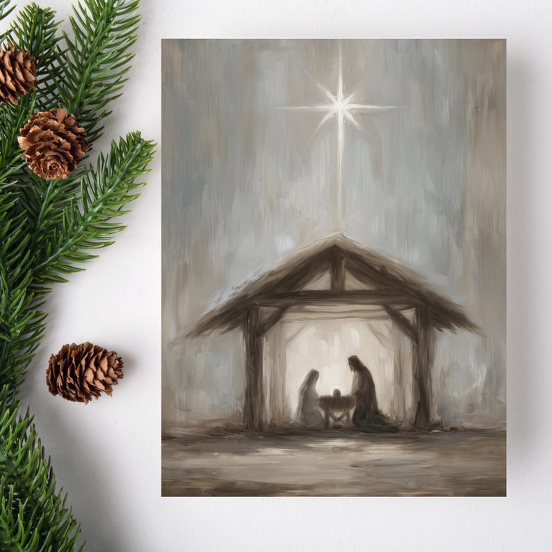 Christmas Nativity Greeting Card, Christmas Manger Card, Baby Jesus ...