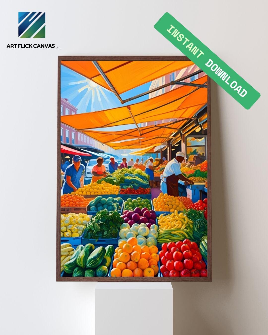 Vibrant Market Day - Digital Print - Printable Wall Art – Impressionism ...