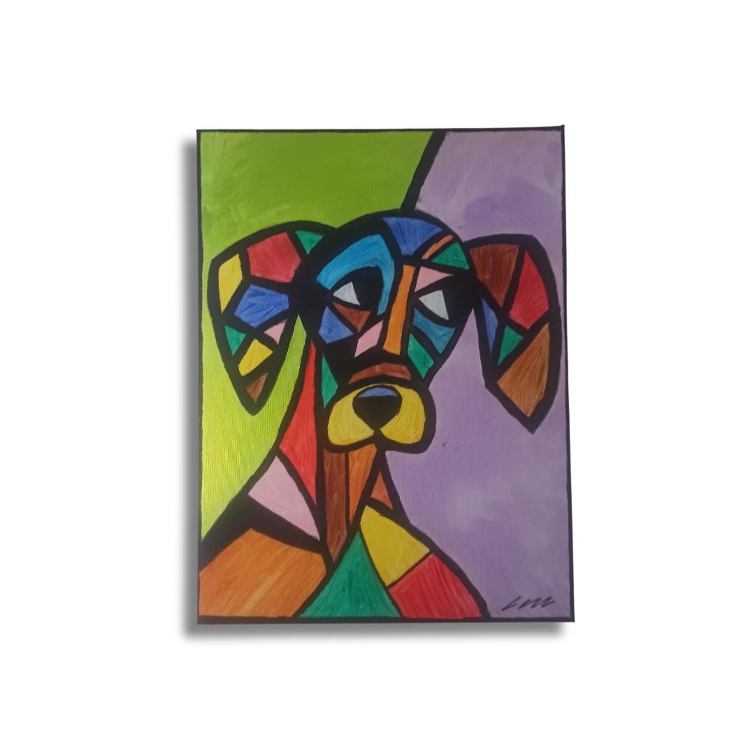 The Dog , Cubism, Painting, Handmade, Original, Signed, Certificate - Etsy