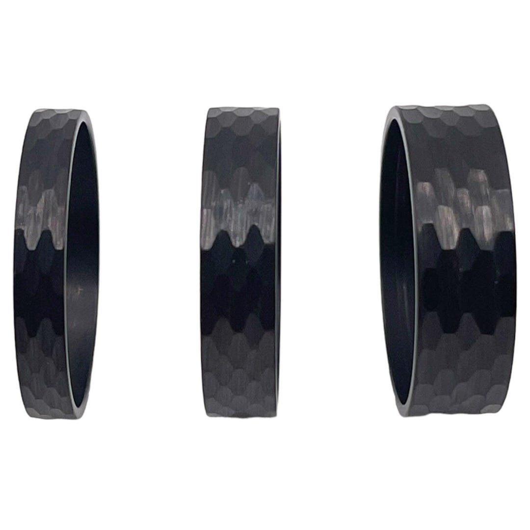 Hammered Tungsten Black Brushed Finish, Outside Ring Core 4mm, 6mm and ...