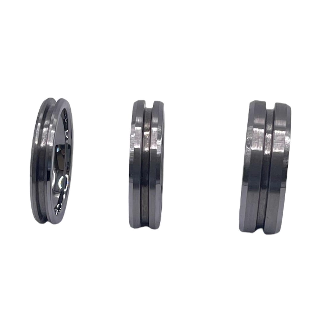 Brushed Tungsten Thin Line 1.5mm Channel 4mm, 6mm, 8mm Total Width Ring ...