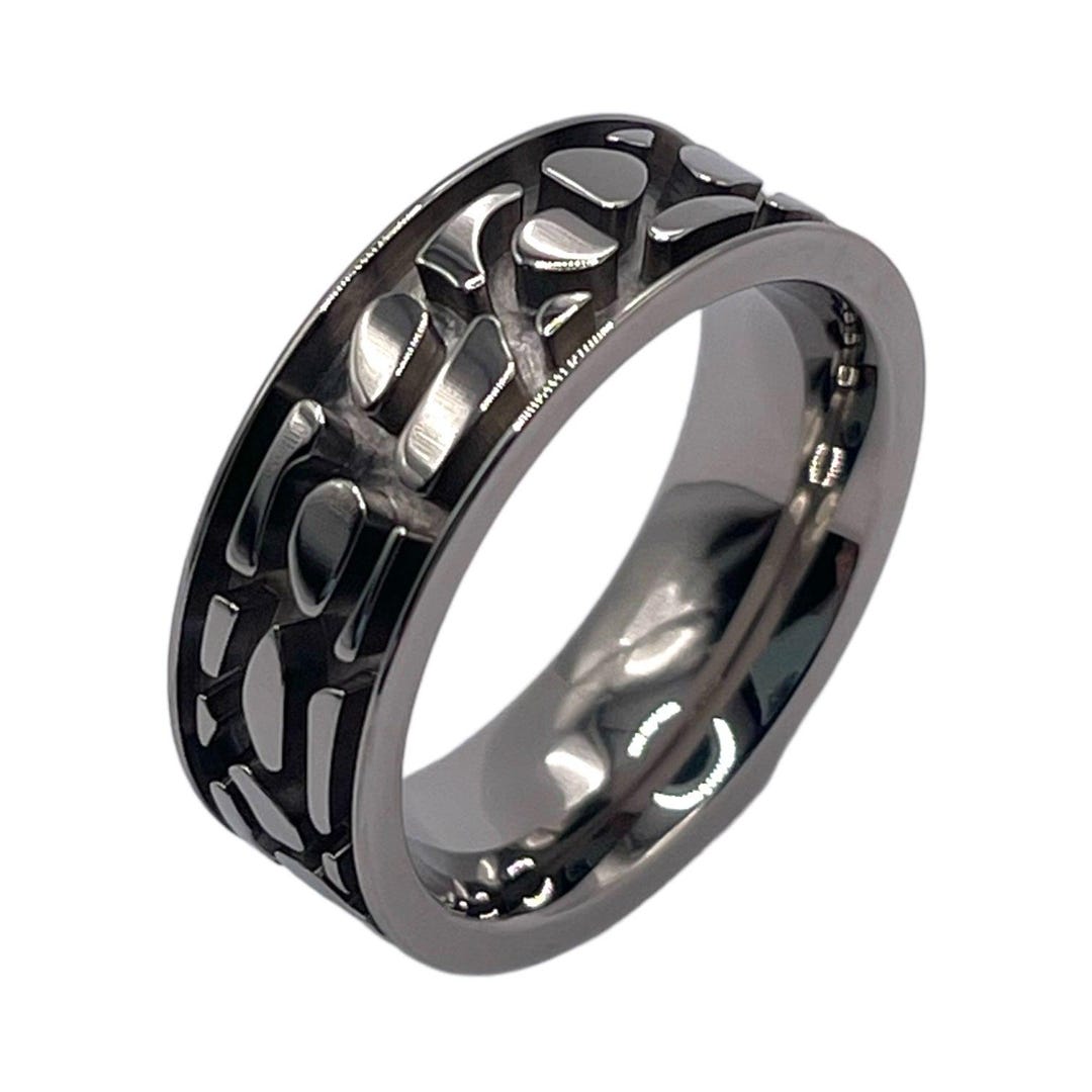 Cobblestone Inlay Pattern Channel Titanium Ring Core - Etsy