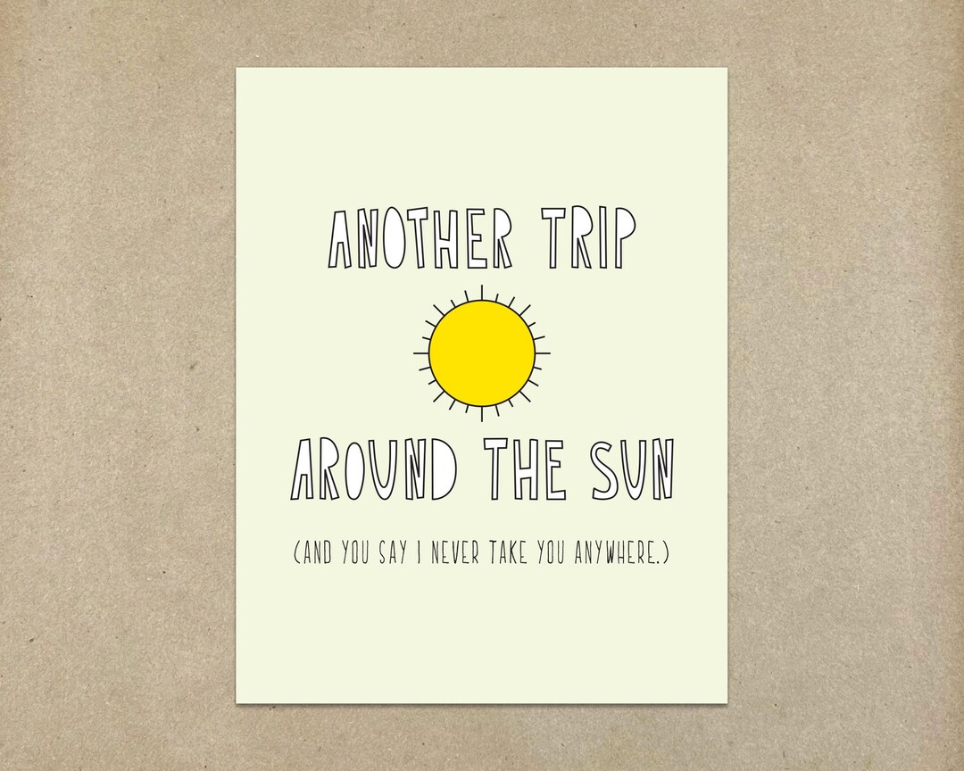 SALE - Around the Sun - A2 Folded Note Card & Envelope - Funny Birthday ...