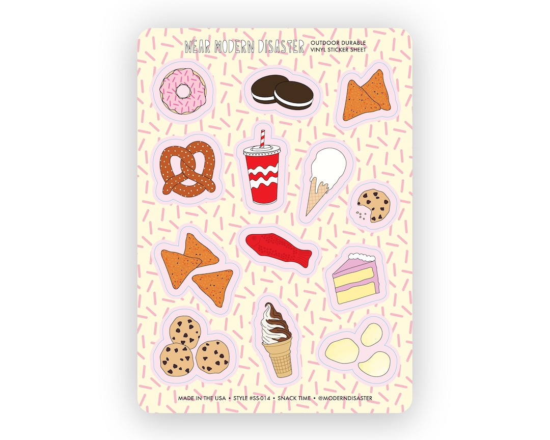 Snack Time - 5"x7" Sticker Sheet - SKU SS-014 - Etsy