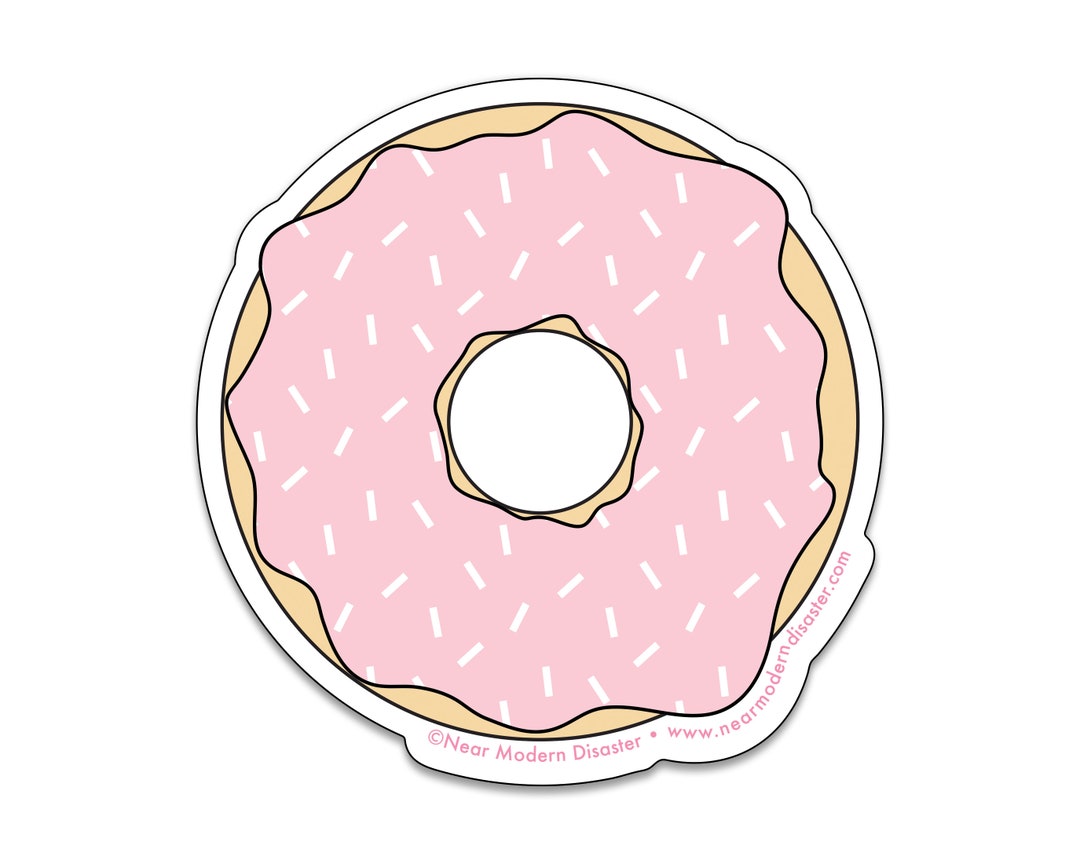 Pink Donut - 3" Vinyl Die Cut Sticker - SKU ST-929 - Durable ...