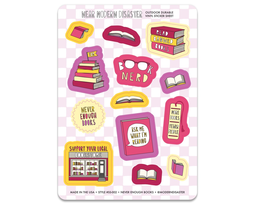 Never Enough Books - 5"x7" Sticker Sheet - SKU SS-002 - Etsy