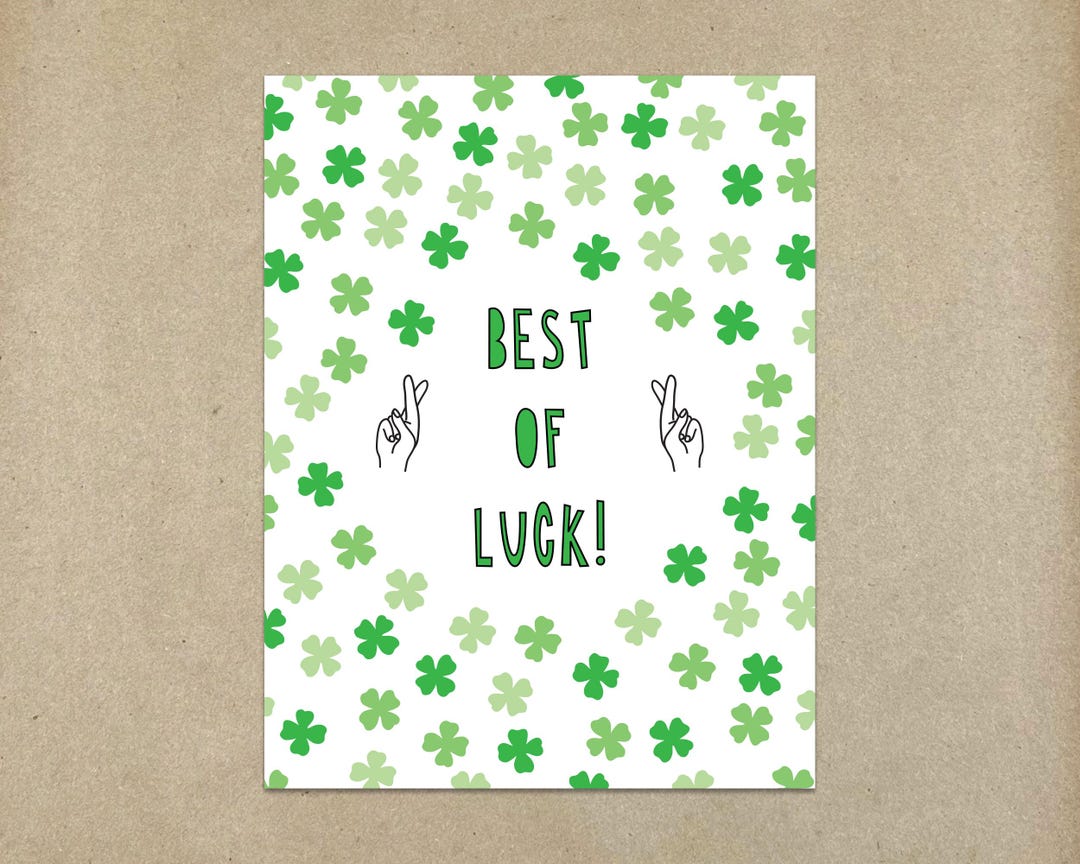SALE - Best of Luck - A2 Folded Note Card & Envelope - SKU 388 - Etsy