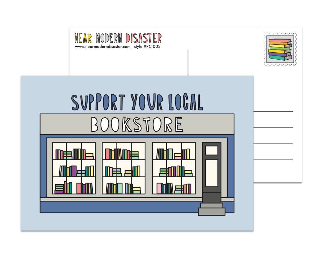 Support Your Local Bookstore - 4" X 6" Postcard - SKU PC-003 - Etsy