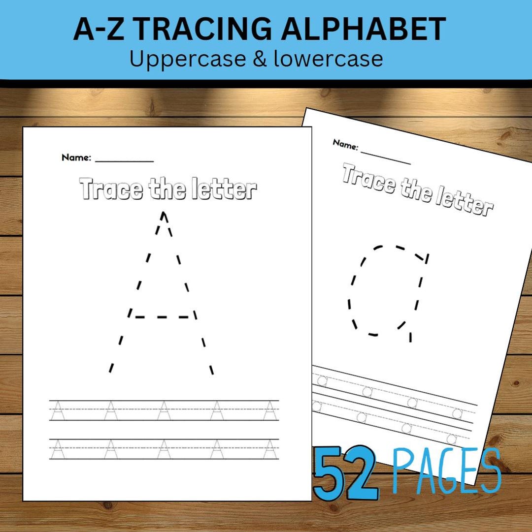 52 Alphabet Tracing Worksheets Uppercase & Lowercase Printable ...