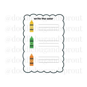 Write the Color Worksheet for Kids – Crayon Theme | Preschool Printable ...