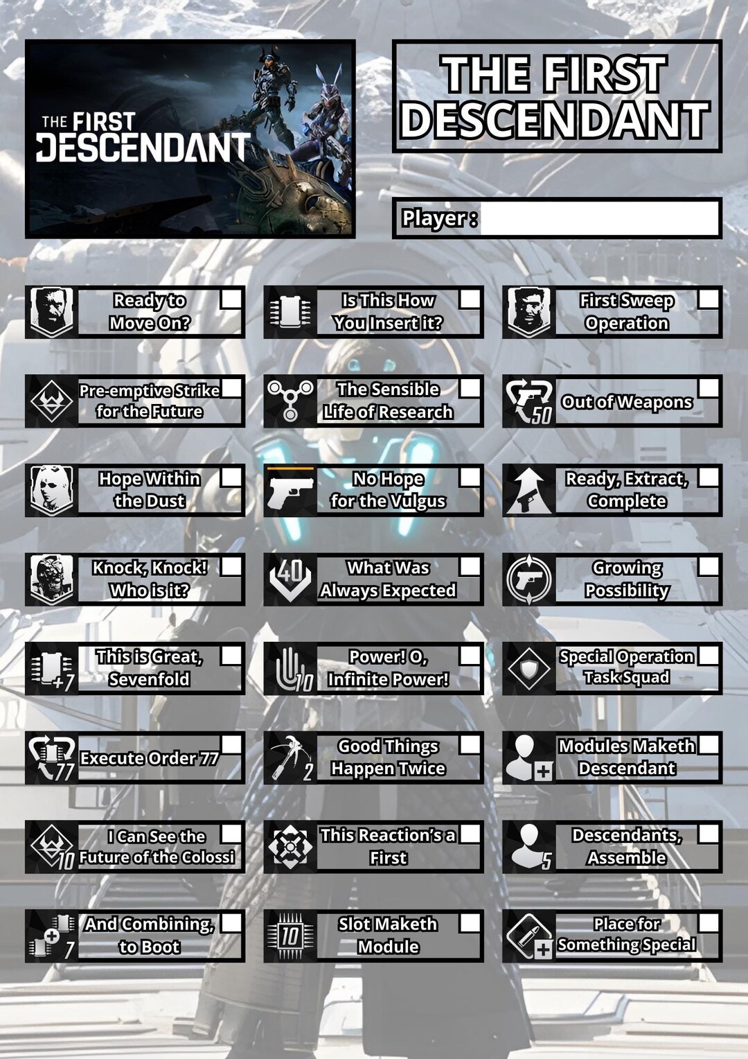 Poster the First Descendant Achievement set of 1 Display Trophy STEAM ...
