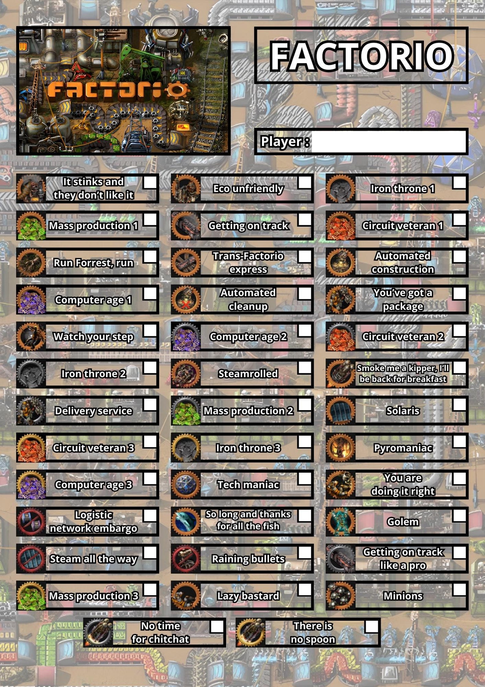 Poster Factorio Achievement (set of 1) - Display Trophy - STEAM ...