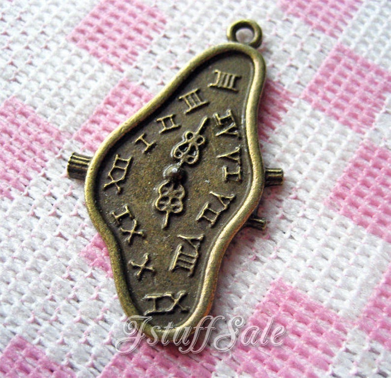 6 Pcs Melting Clock Charms Antique Bronze | Etsy