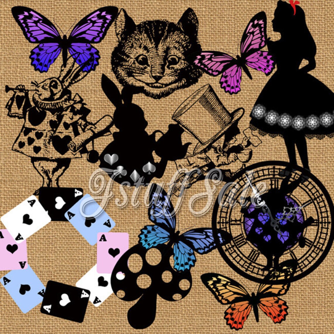 12 Alice in Wonderland Theme Digital Clipart Transparent - Etsy