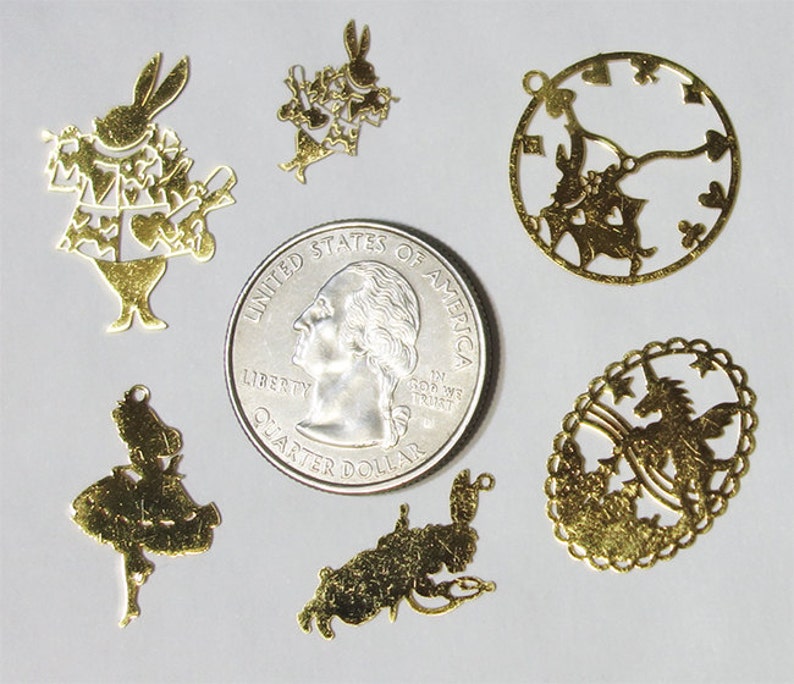 5 Pieces Alice in Wonderland Fairy Tale Brass Filigree - Etsy