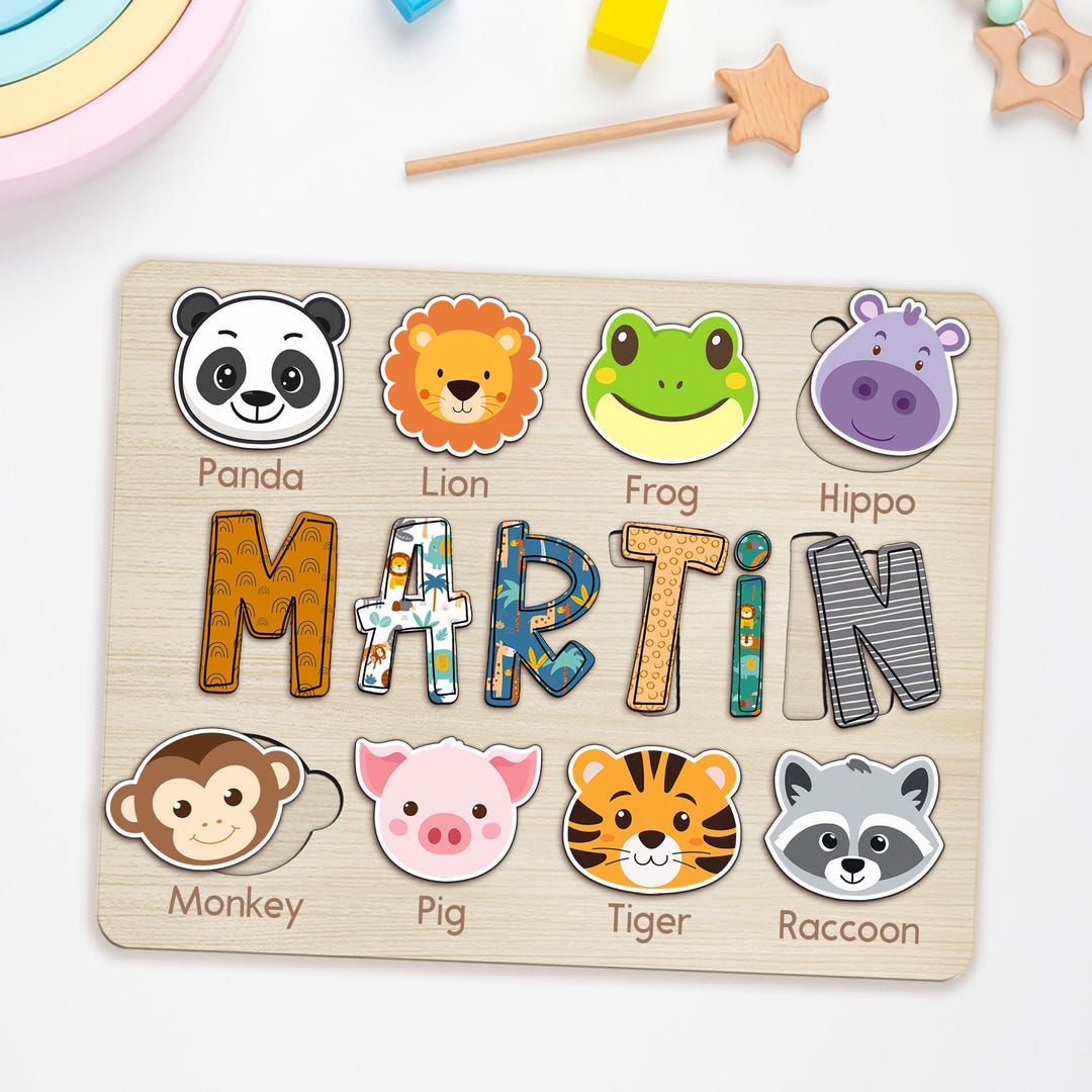 Custom Jungle Theme Puzzle, Puzzle Name Gift for Boy Girl, Busy Board ...