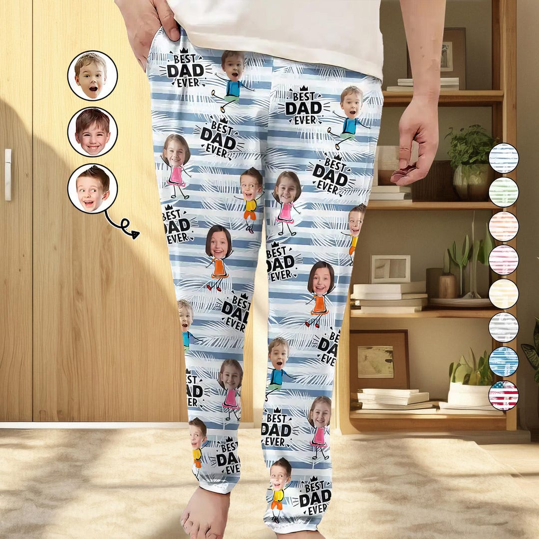 Personalized "best Dad Ever" Pajamas - Custom Photo Kids Pajama Pants ...