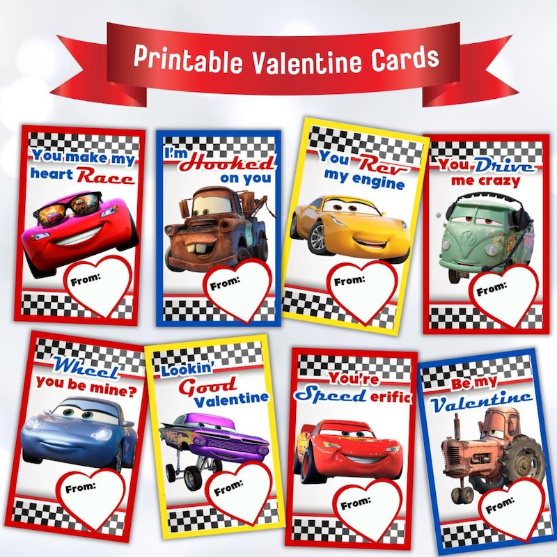 Lightning Mcqueen Valentine Day Cards - Etsy