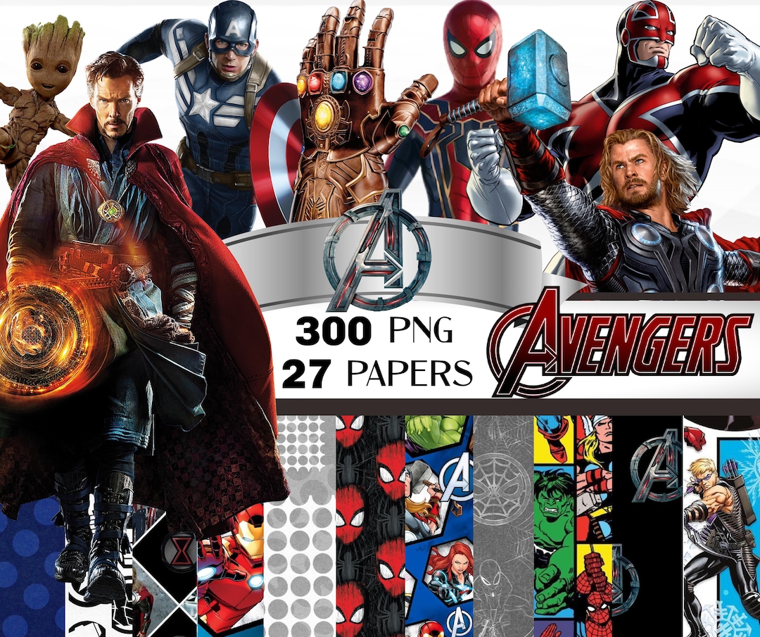 Avengers Clipart Bundle, Avengers Digital Paper, Avengers Png, Avengers ...