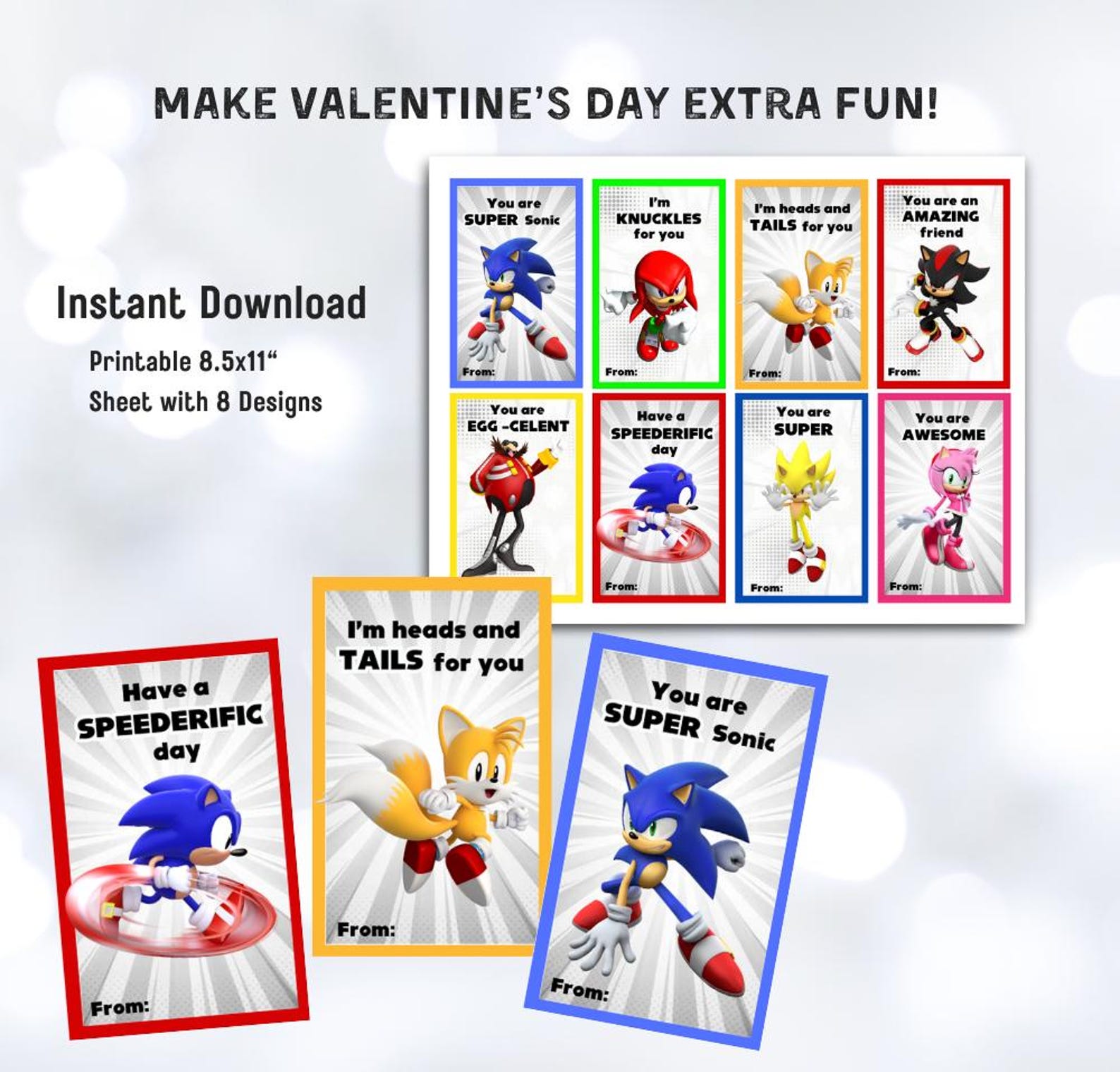 Sonic Printable Valentines, Sonic the Hedgehog Valentine Cards ...