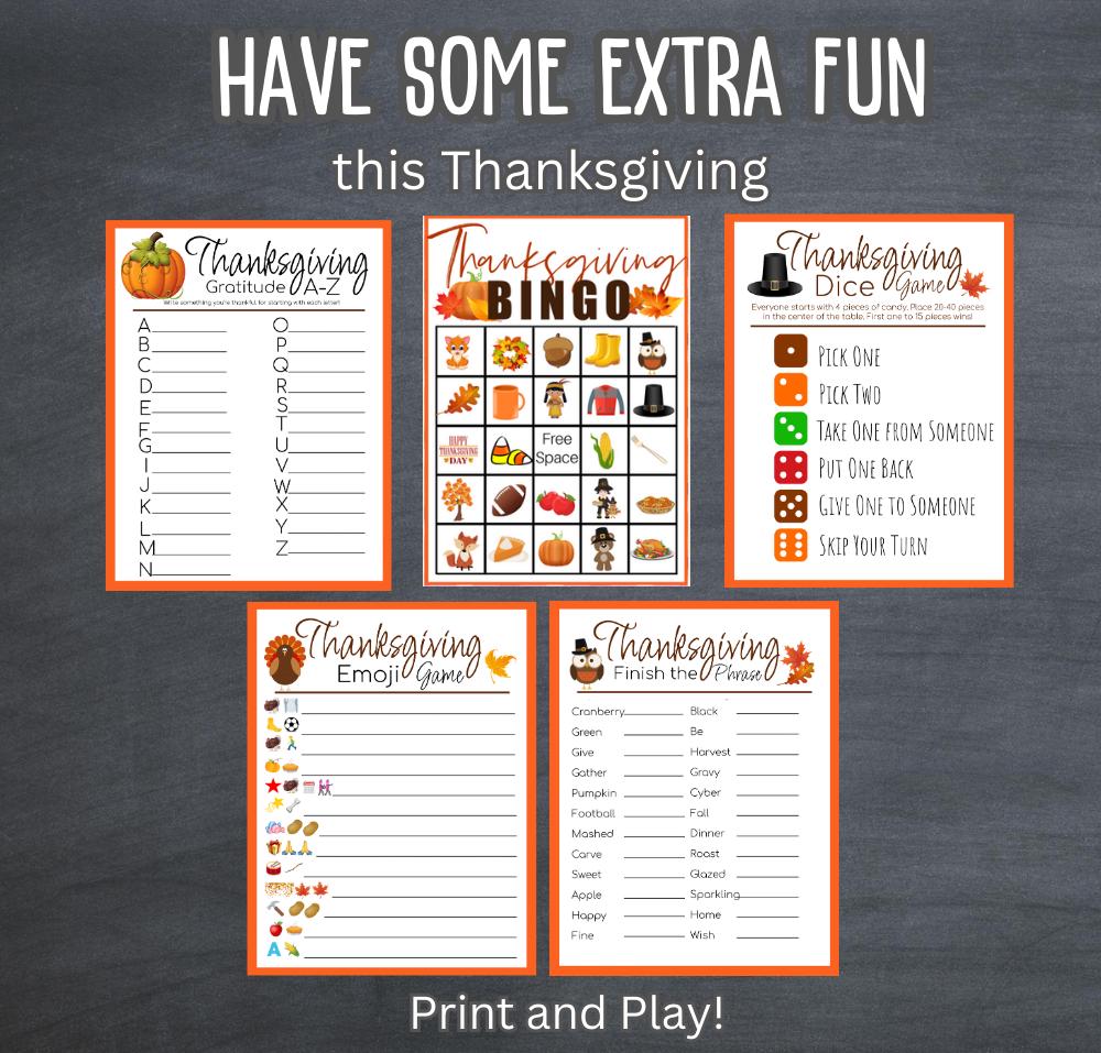 Thanksgiving Party Games, Holiday Game Bundle, Printable Thanksgiving ...