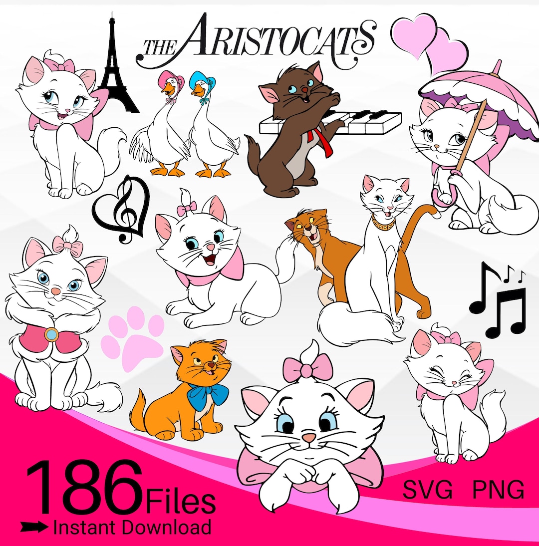 Aristocats SVG Bundle, Aristocats SVG PNG Clipart Bundle, Cat Layered ...