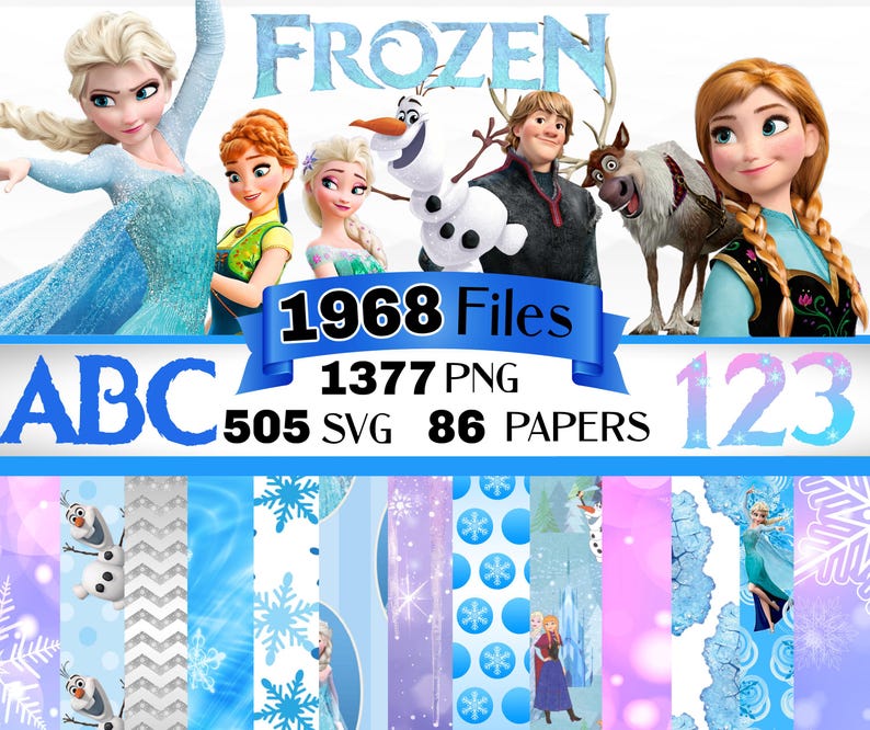 Frozen Clipart, Frozen SVG PNG, Frozen Paper, Elsa Anna Olaf PNG Svg ...