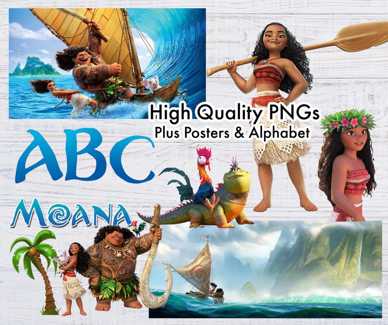 Moana PNG Clipart Bundle, Moana Png Bundle With Alphabet - Etsy