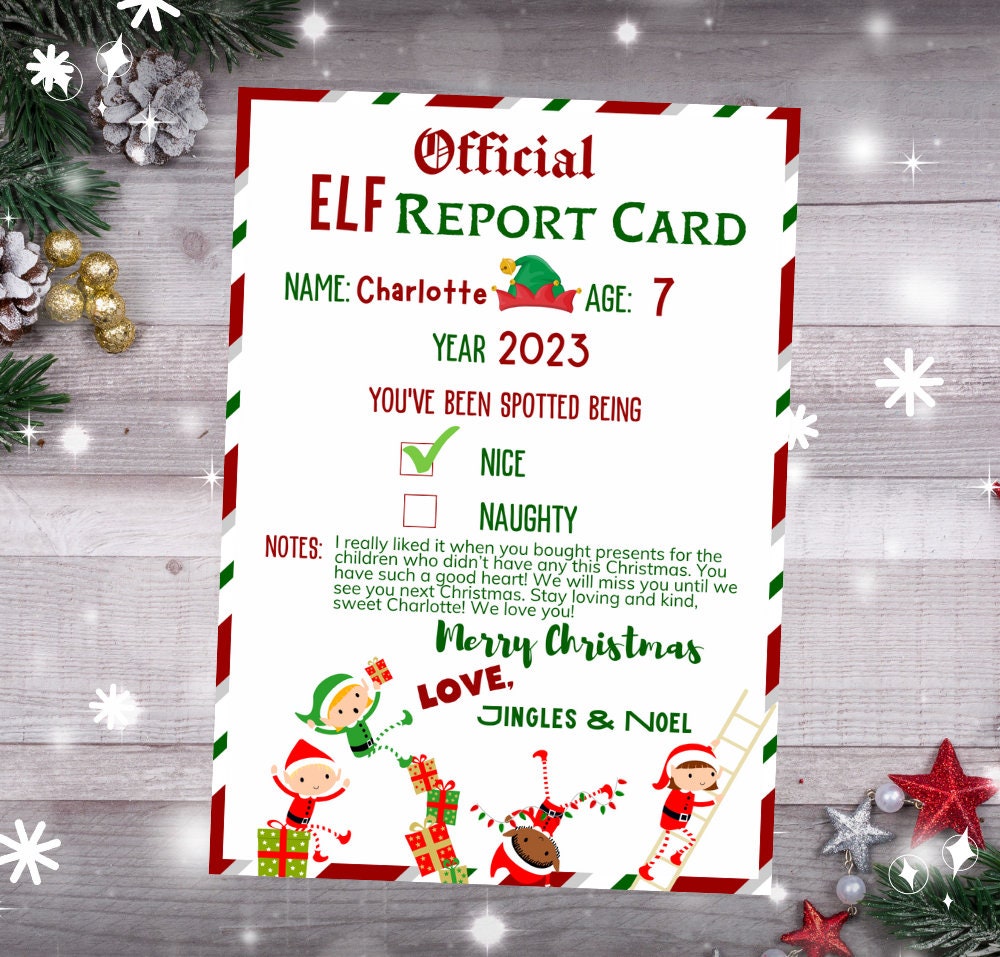 Editable Elf Report Card, Printable Elf Report Card, Easy Edit ...