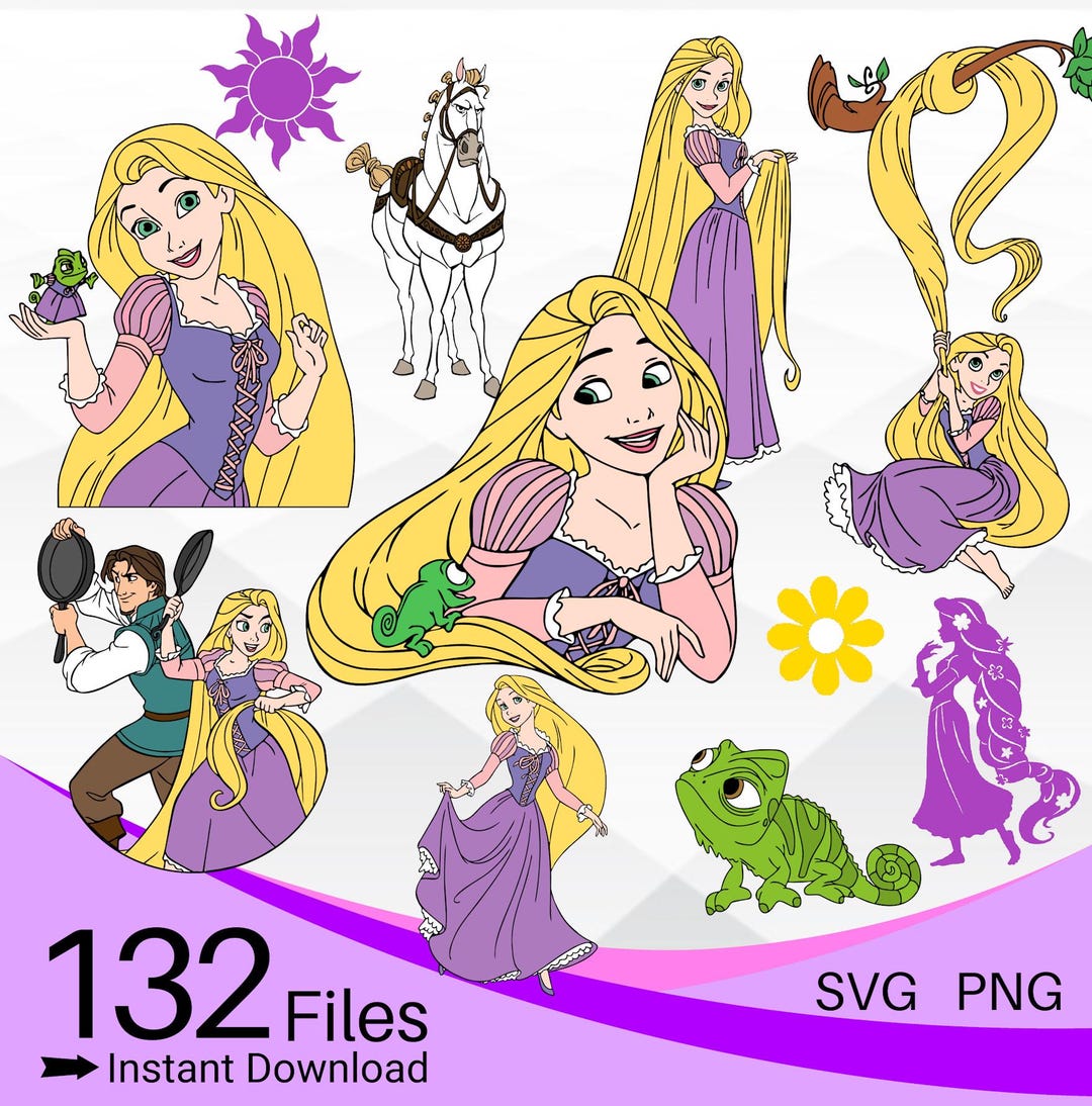 Tangled SVG Bundle, Rapunzel SVG PNG Clipart Bundle, Tangled Svg for ...