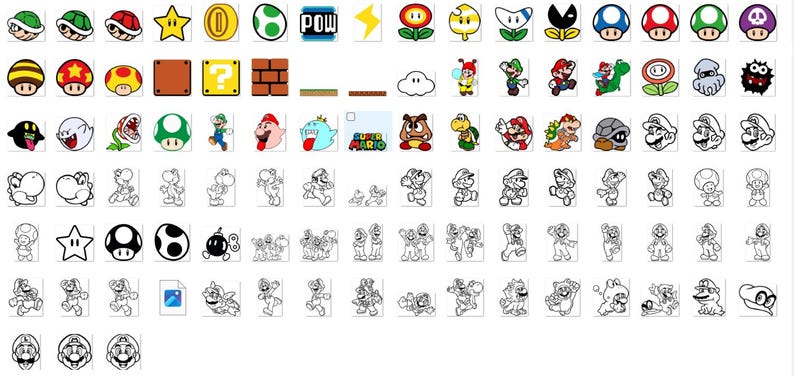 Mario SVG Bundle, Super Mario SVG PNG Clipart Bundle, Mario Bros ...