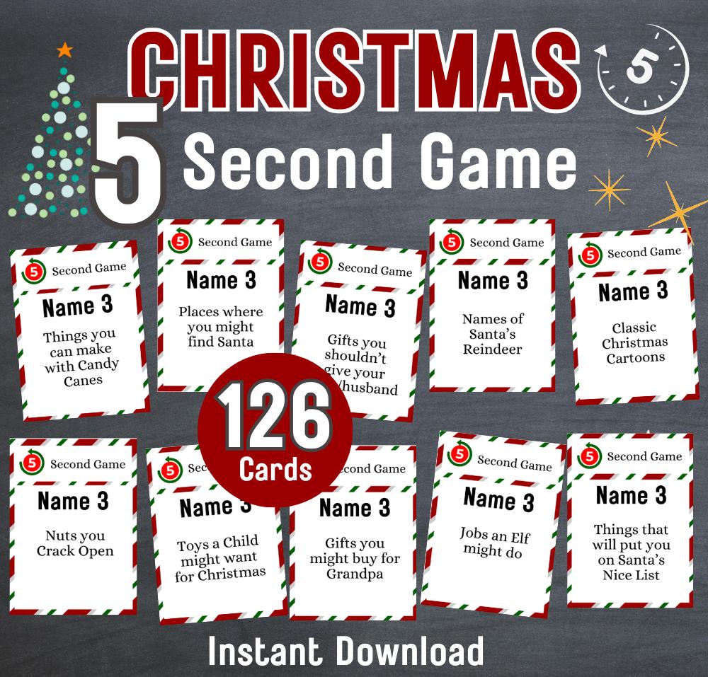 Christmas 5 Second Game, Christmas Party Game, Printable Holiday 5 ...