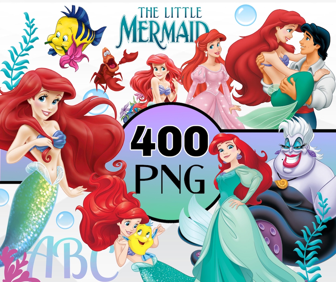 Little Mermaid Clipart Bundle, Ariel PNG, Under the Sea Png, Ariel ...