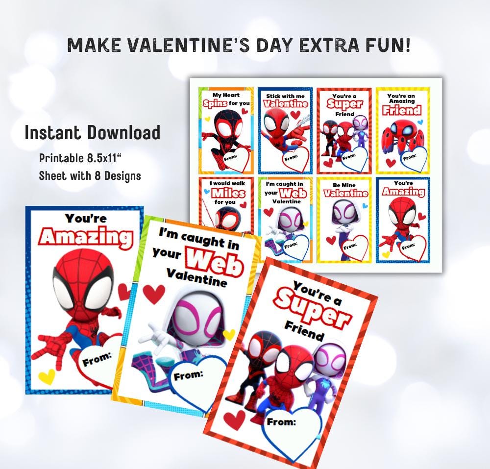 Spidey Printable Valentines, Spidey and His Amazing Friends Valentine ...