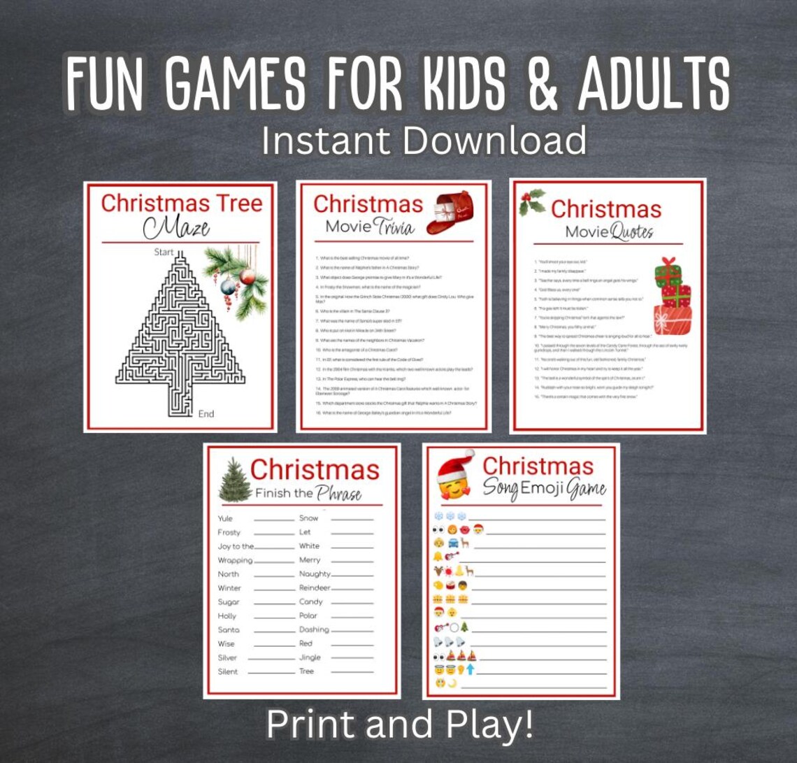 Christmas Party Games, Holiday Game Bundle, Printable Christmas Games ...